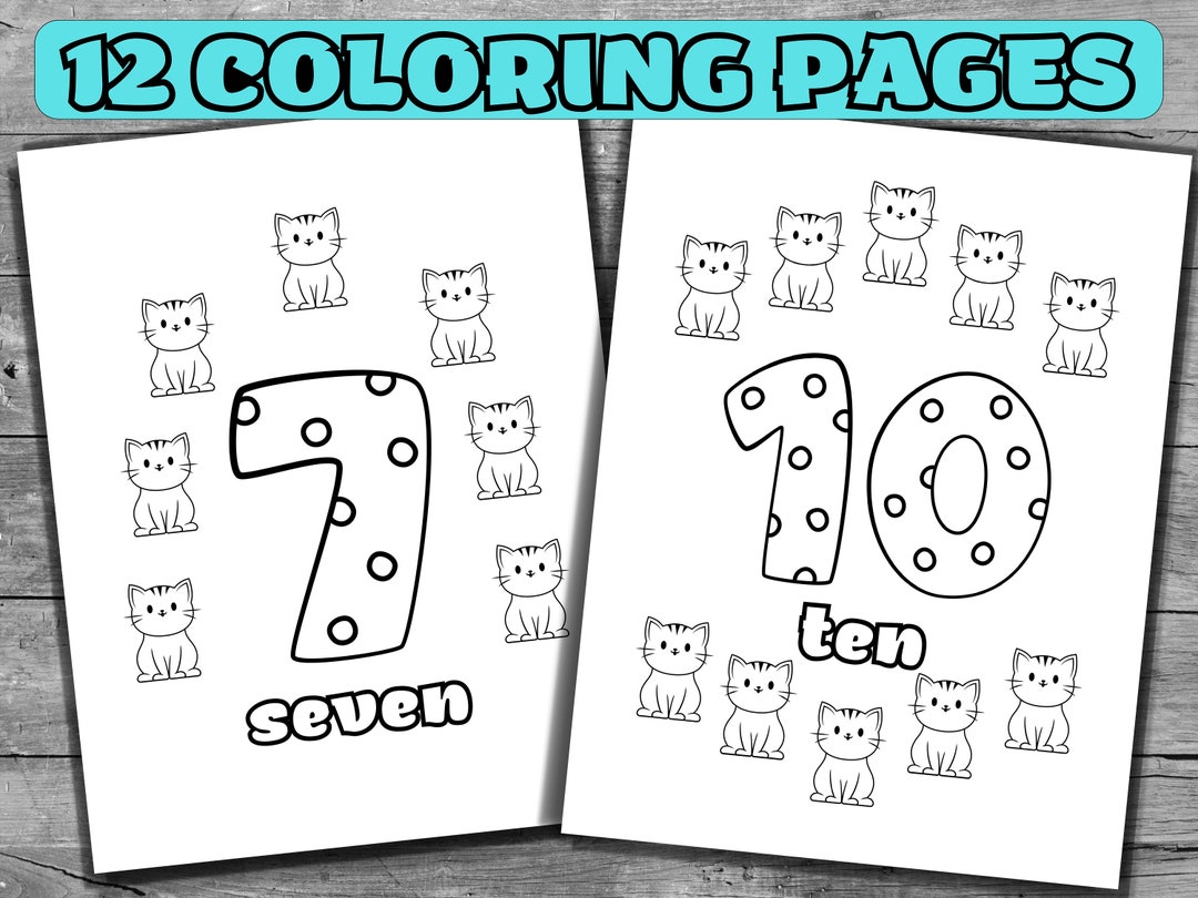 0 10 Numbers Printable Coloring Page Worksheets for - Etsy