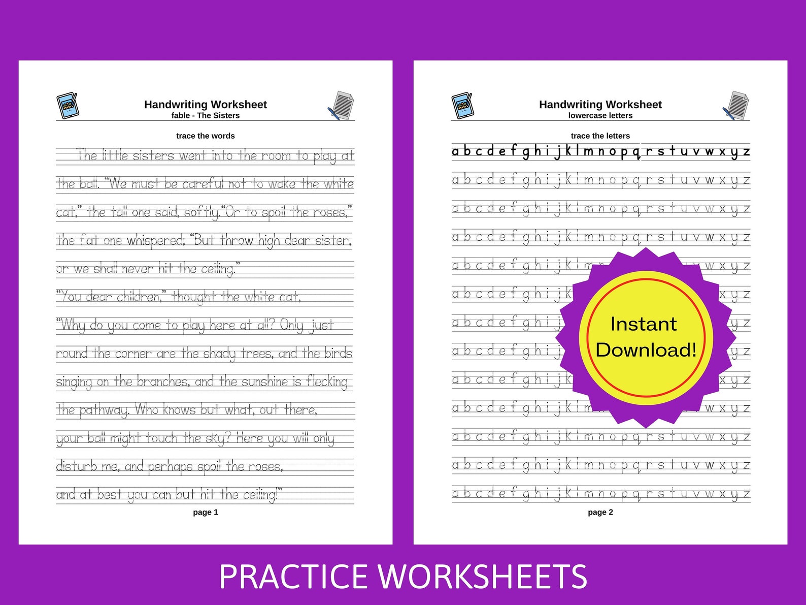 Handwriting Worksheet Bundle, Alphabet Writing Practice, Alphabet A-Z ...