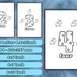 Numbers Coloring Page Worksheets for Preschool Kindergarten Toddlers ...