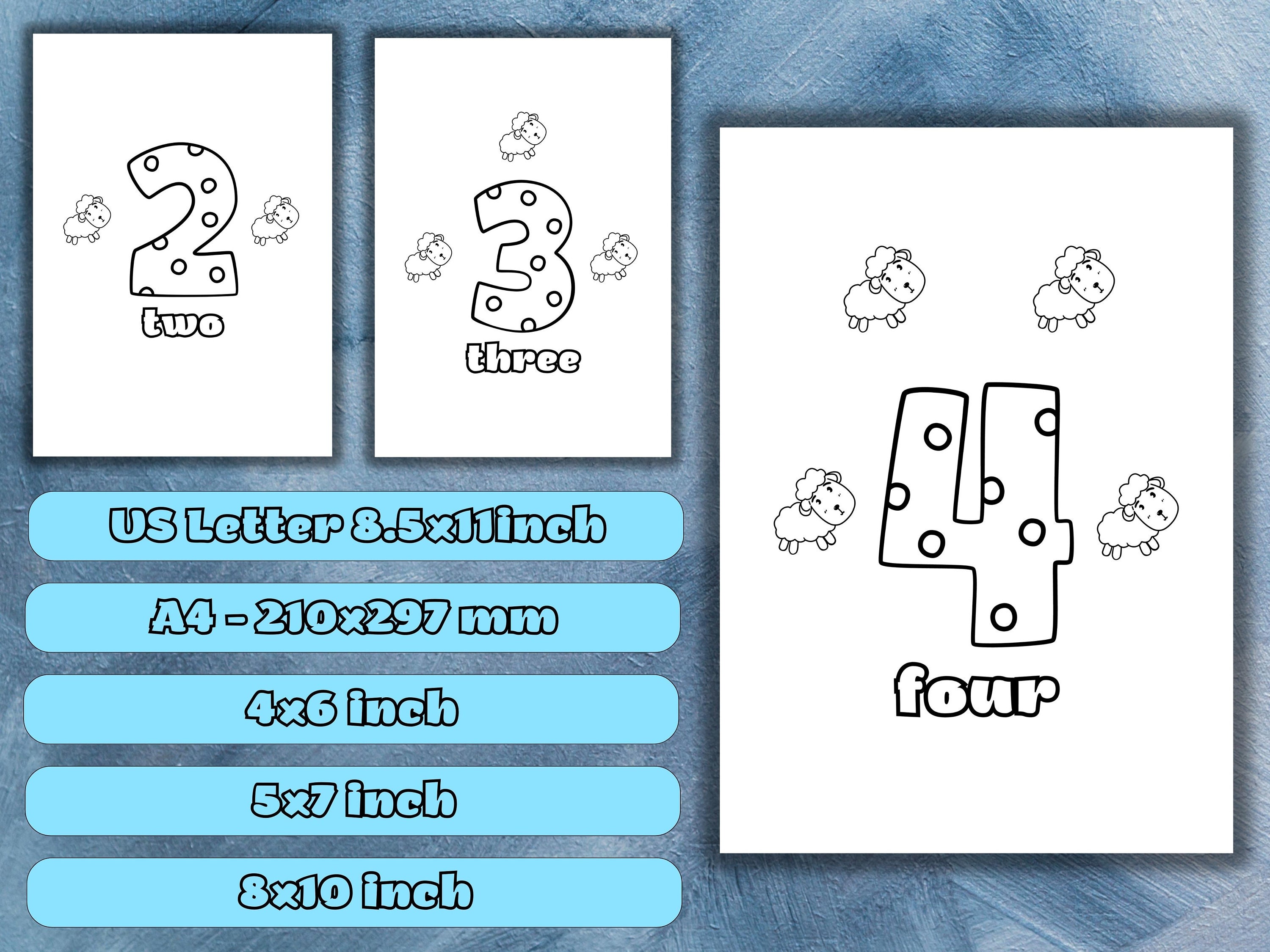 Numbers Coloring Page Worksheets for Preschool Kindergarten Toddlers ...