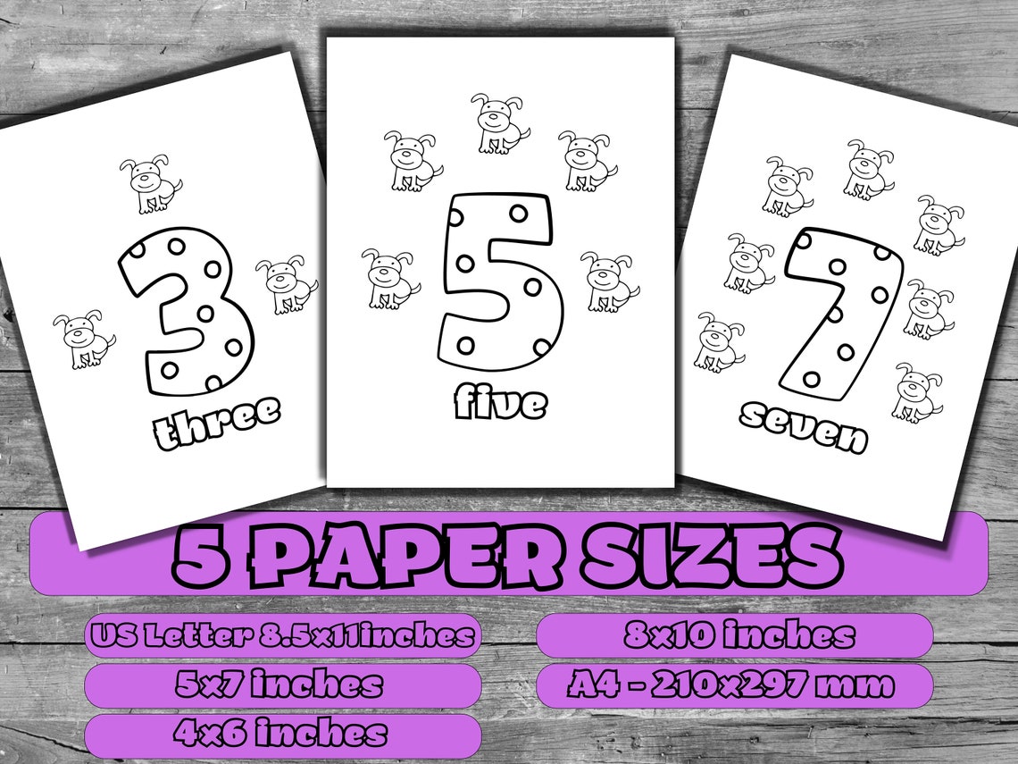 Numbers Coloring Page Worksheets for Preschool - Kindergarten Toddlers ...
