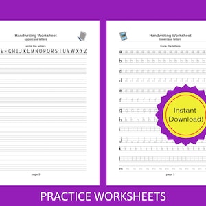 Handwriting Worksheet Bundle, Alphabet Writing Practice, Alphabet A-Z ...