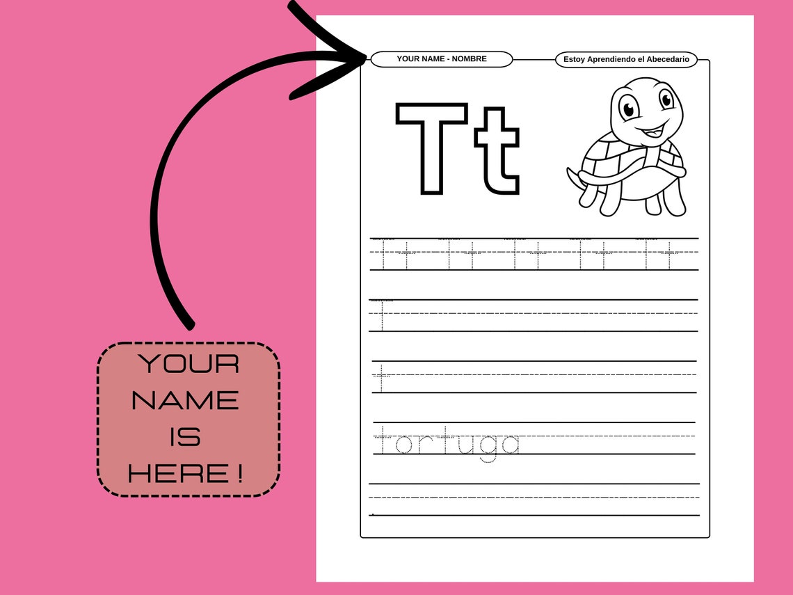 Personalized Spanish ABC Worksheets, Espanol Alphabet Tracing Workbook ...