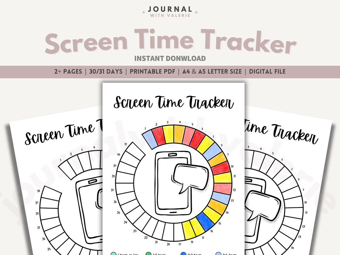 Screen Time Tracker Journal Printable | Digital Habit Tracker | Phone ...