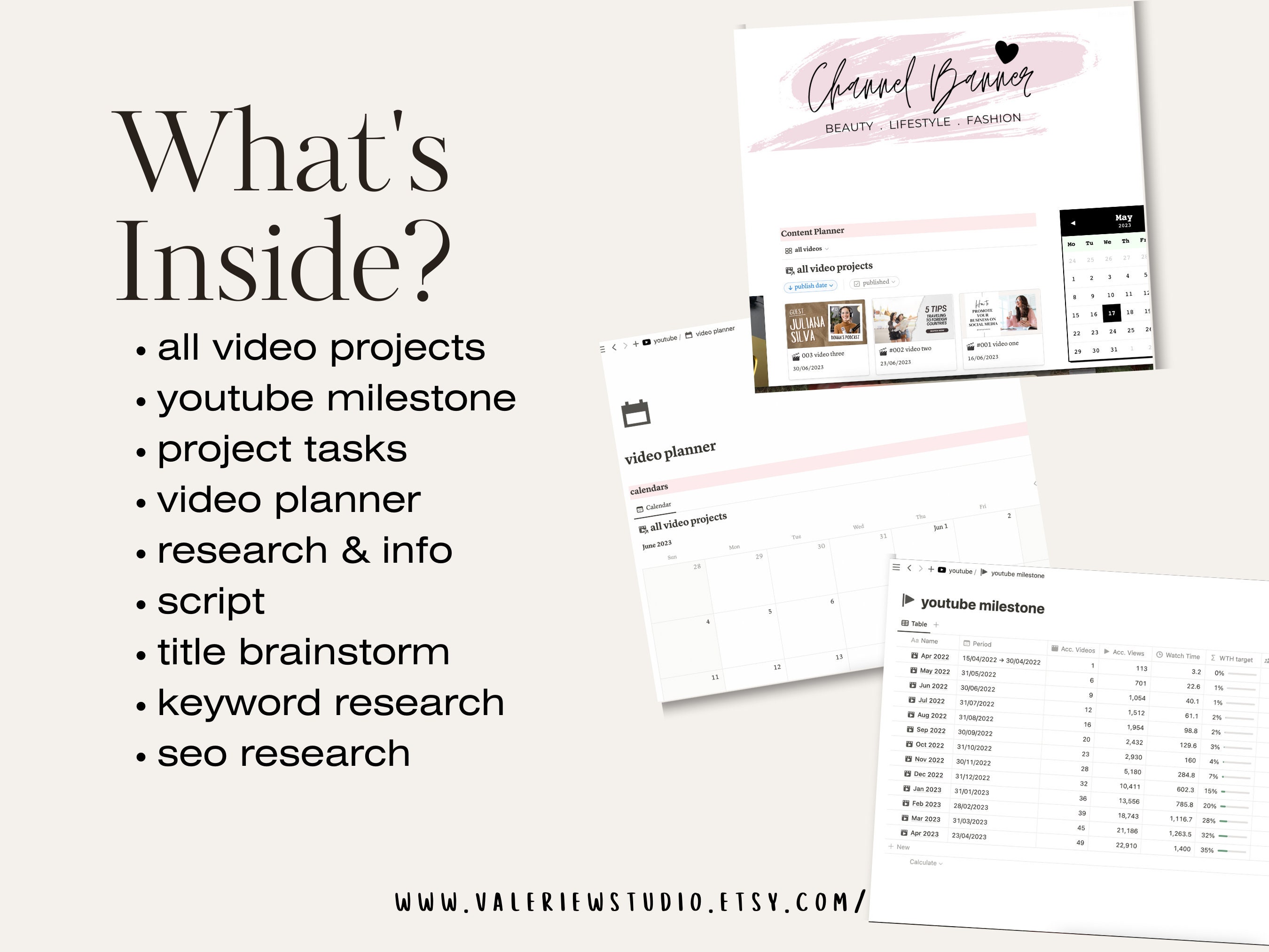 Youtube Notion Templat Content Planner Notion Template for Youtuber ...