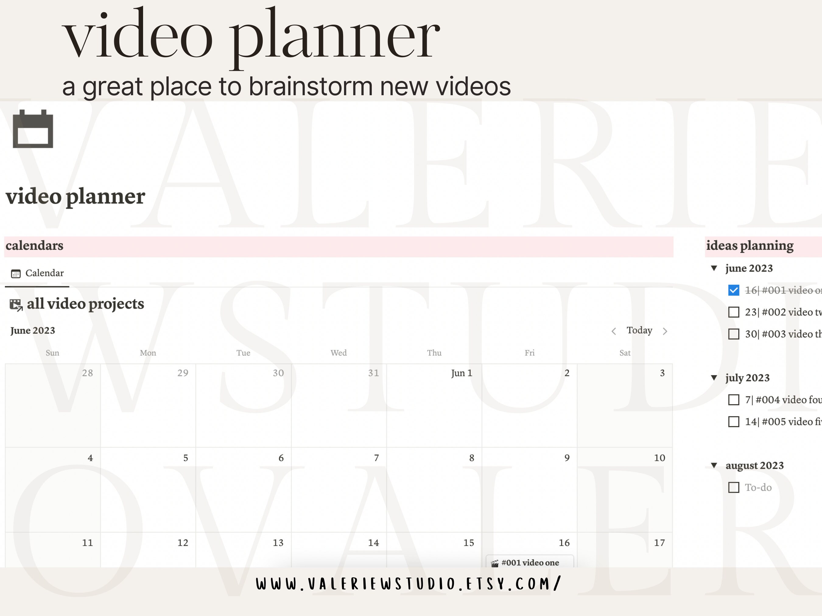 Youtube Notion Templat Content Planner Notion Template for Youtuber ...