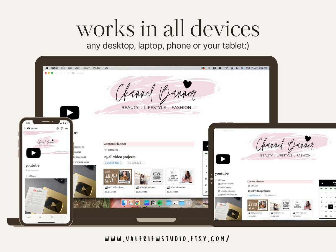 Youtube Notion Templat Content Planner Notion Template for Youtuber ...