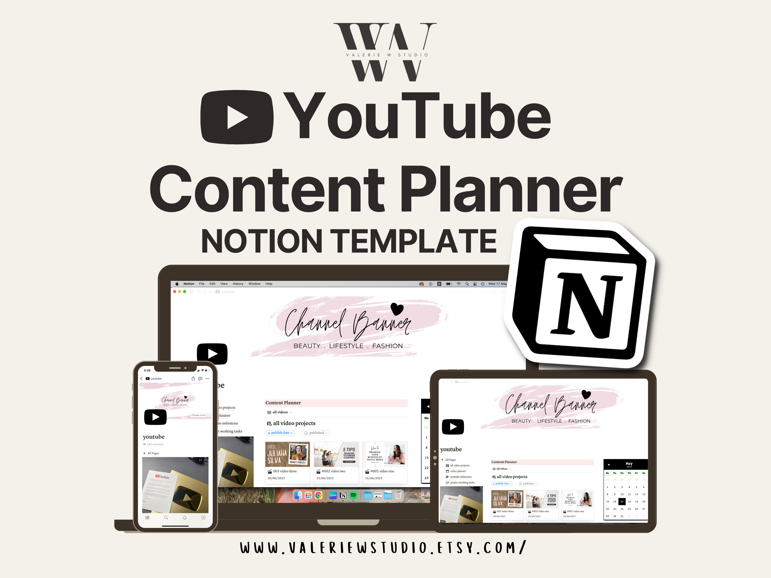 Youtube Notion Templat Content Planner Notion Template for Youtuber ...
