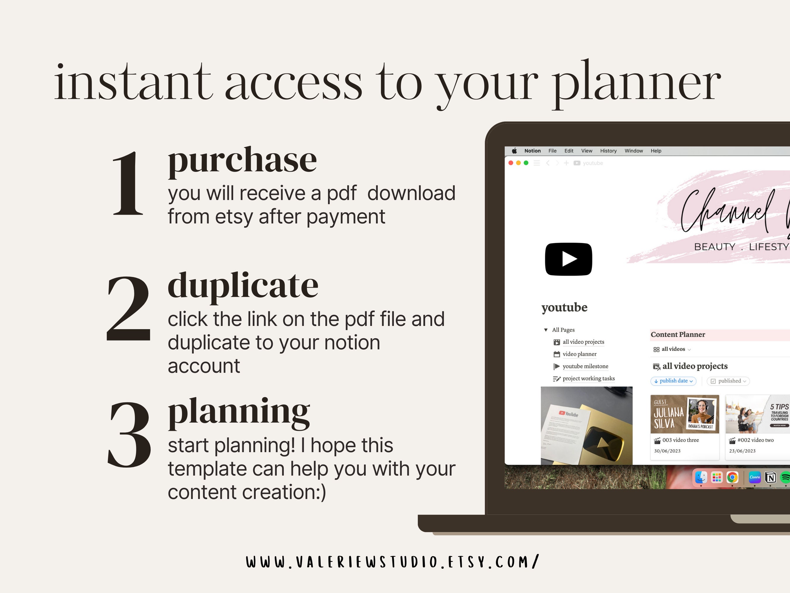 Youtube Notion Templat Content Planner Notion Template for Youtuber ...