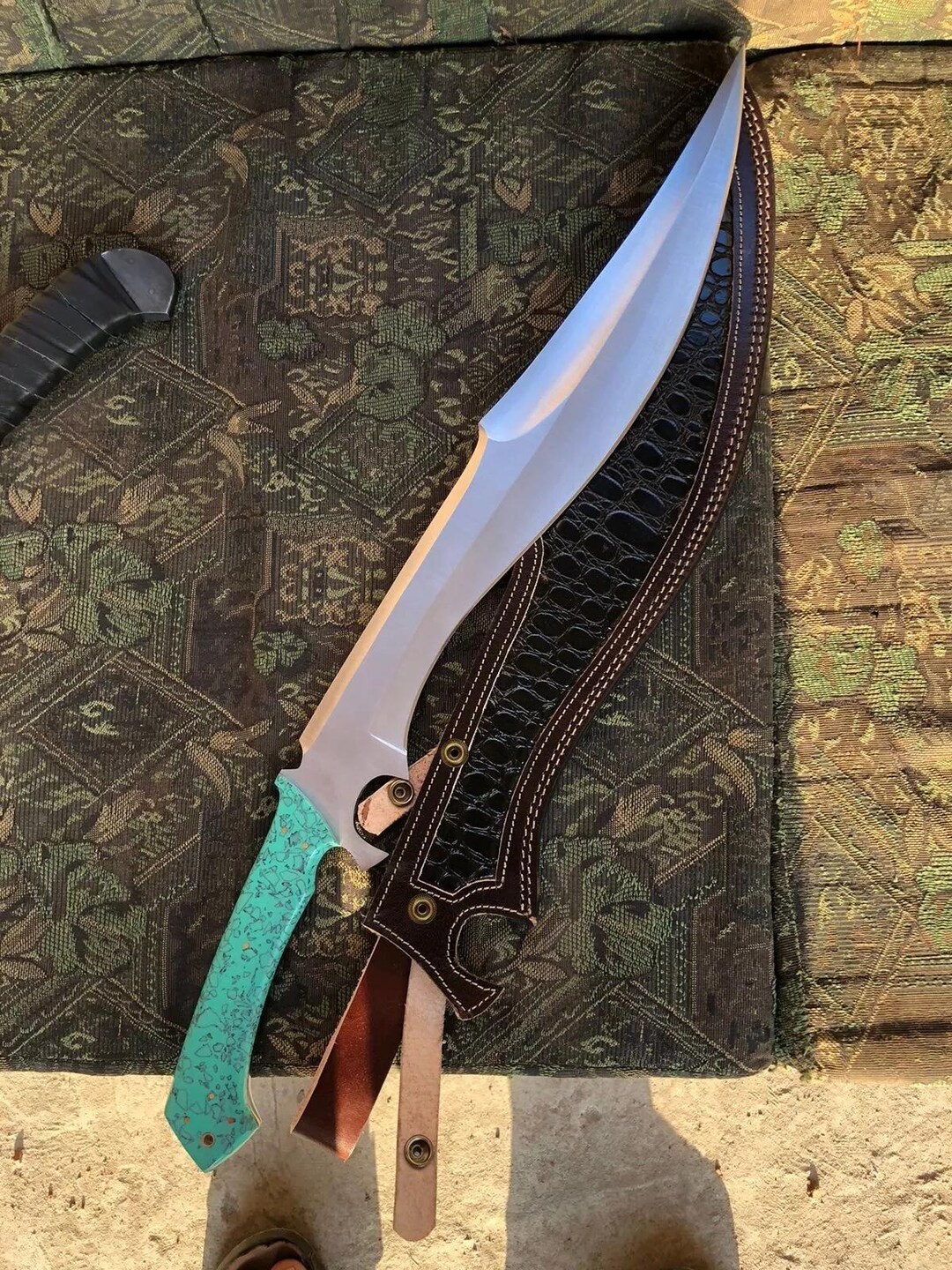 Custom Handmade 1095 High Carbon Steel Matchati Knife Full Tang Hunting ...