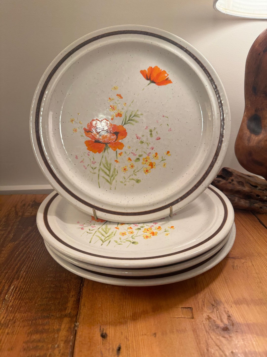 Haniwa Stone Fleur Dete Vintage Stoneware Dinner Plates. 10.5 Stoneware ...