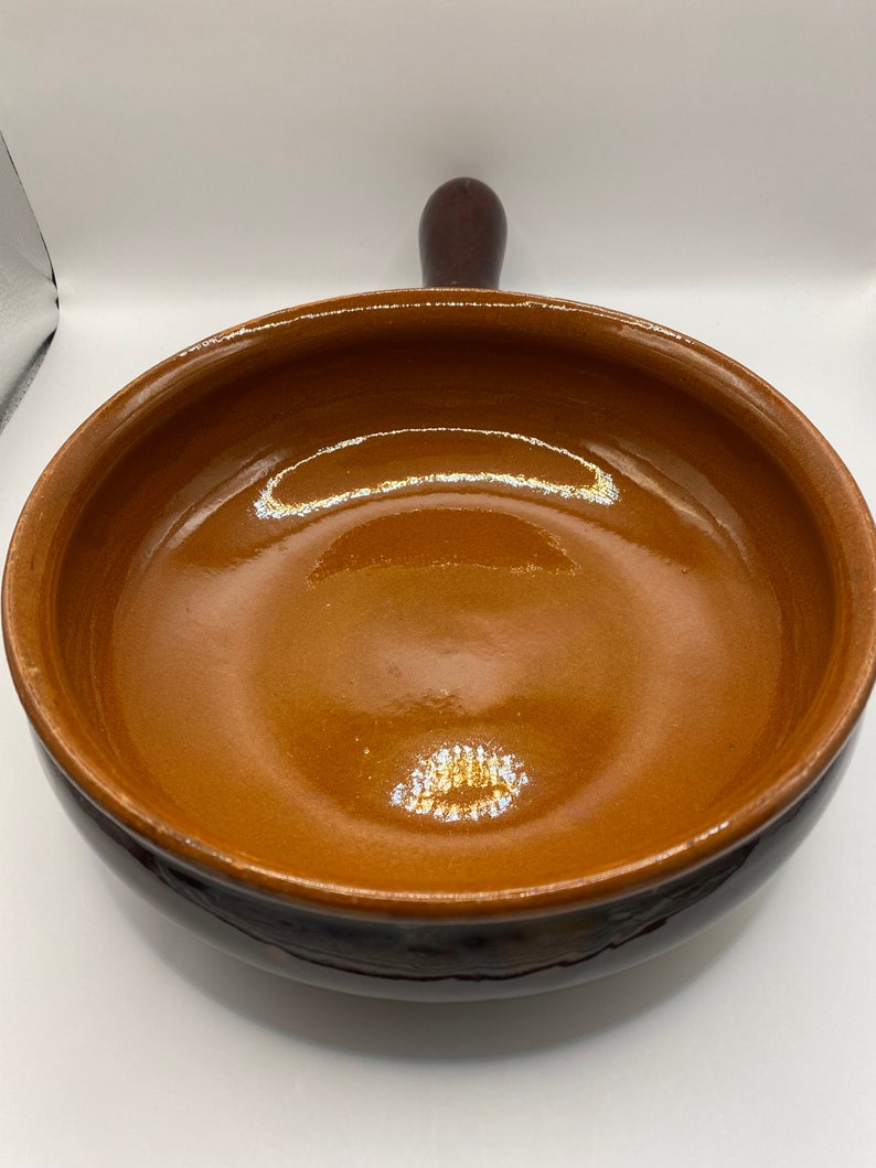 Vulcania Glazed Terracotta Shallow Cook Pot With Handle. 22cm Clay Pot ...