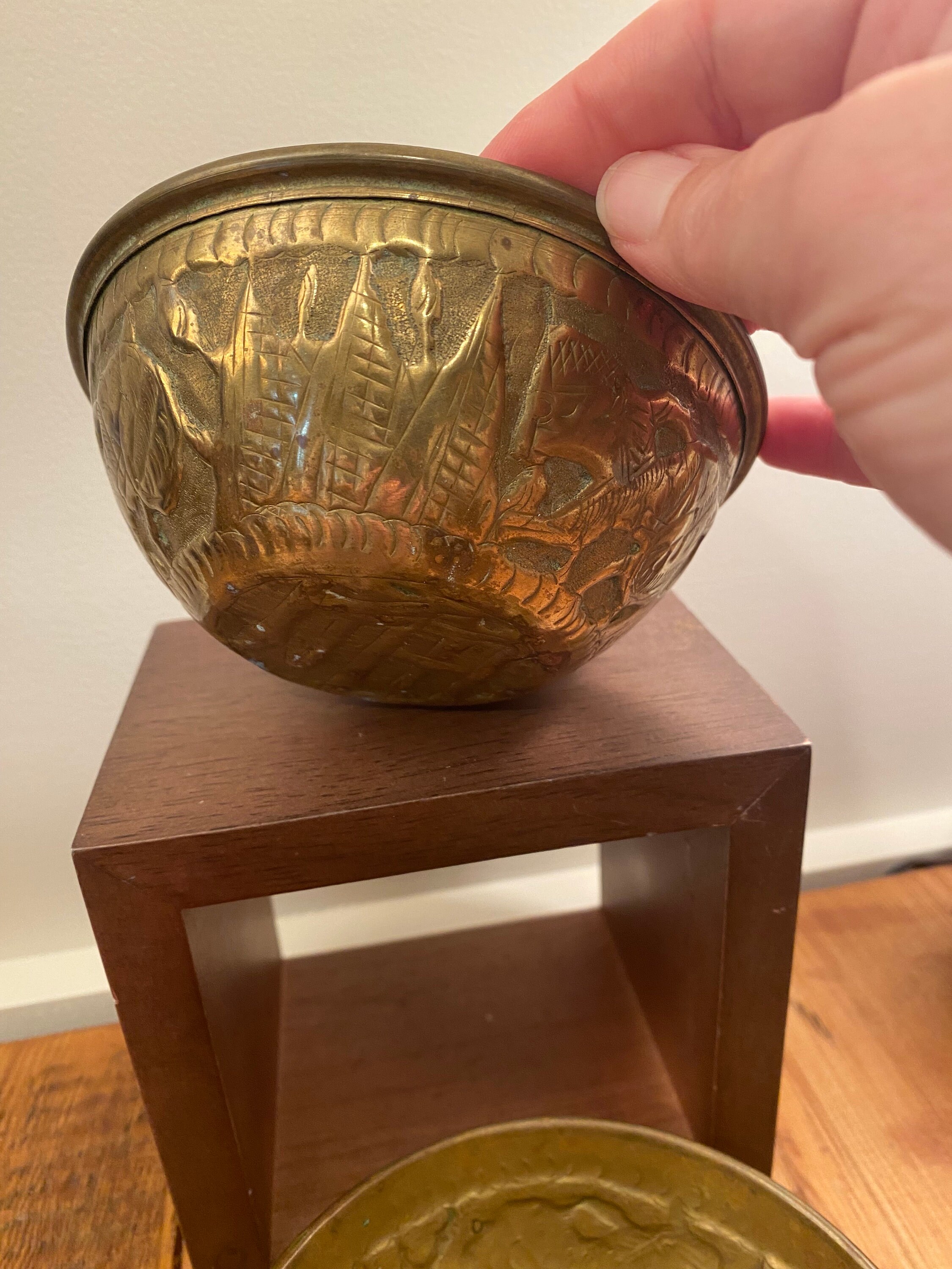 Antique Brass Bowl. Hand Embossed Brass Repoussé/alms/prayer Bowl ...