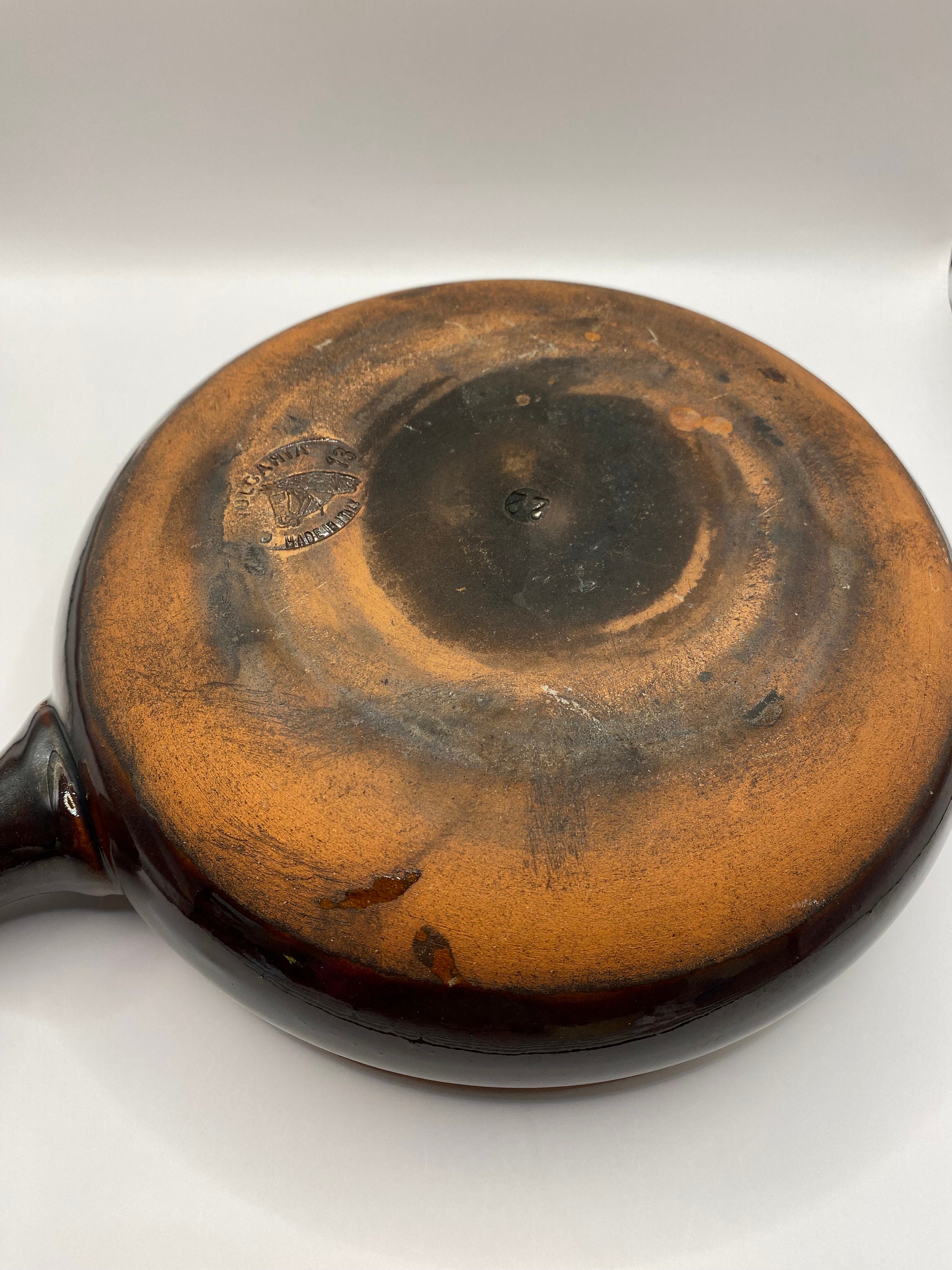 Vulcania Glazed Terracotta Shallow Cook Pot With Handle. 22cm Clay Pot ...