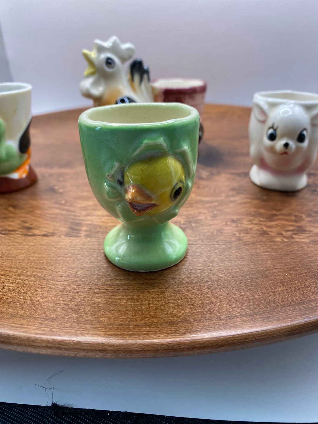 Vintage Hand Painted Ceramic Egg Cups. Anamorphic Japanese Porcelain ...