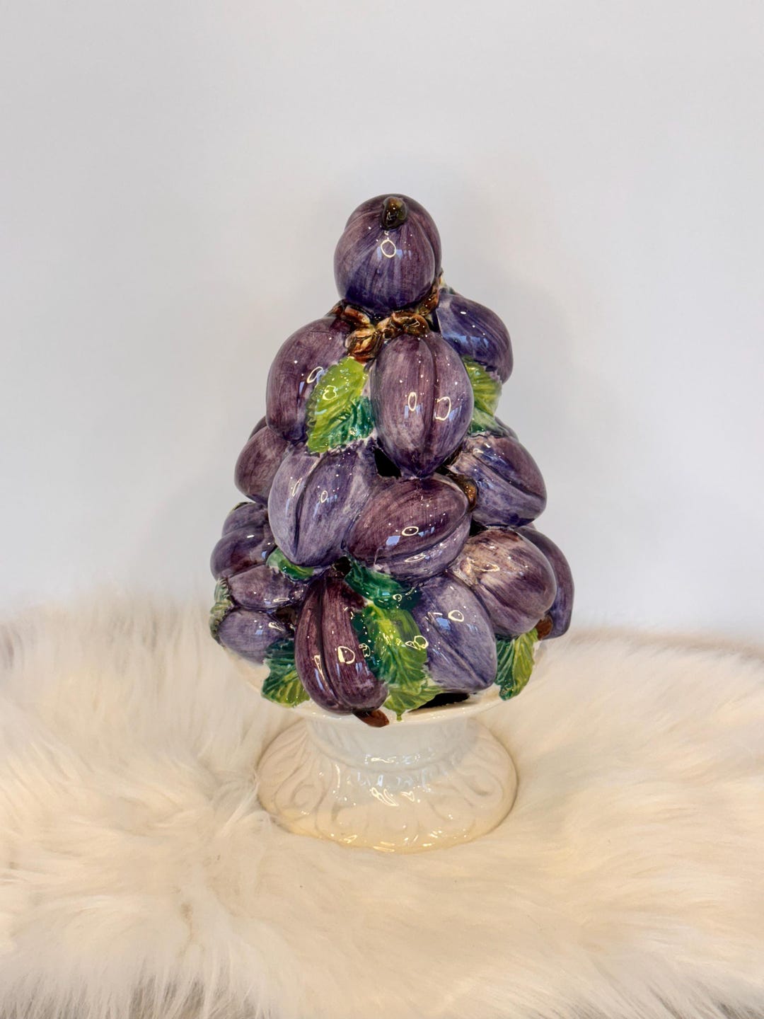 Italian Majolica Ceramic Topiary Plums. Ceramic Capodimonte Centrepiece ...