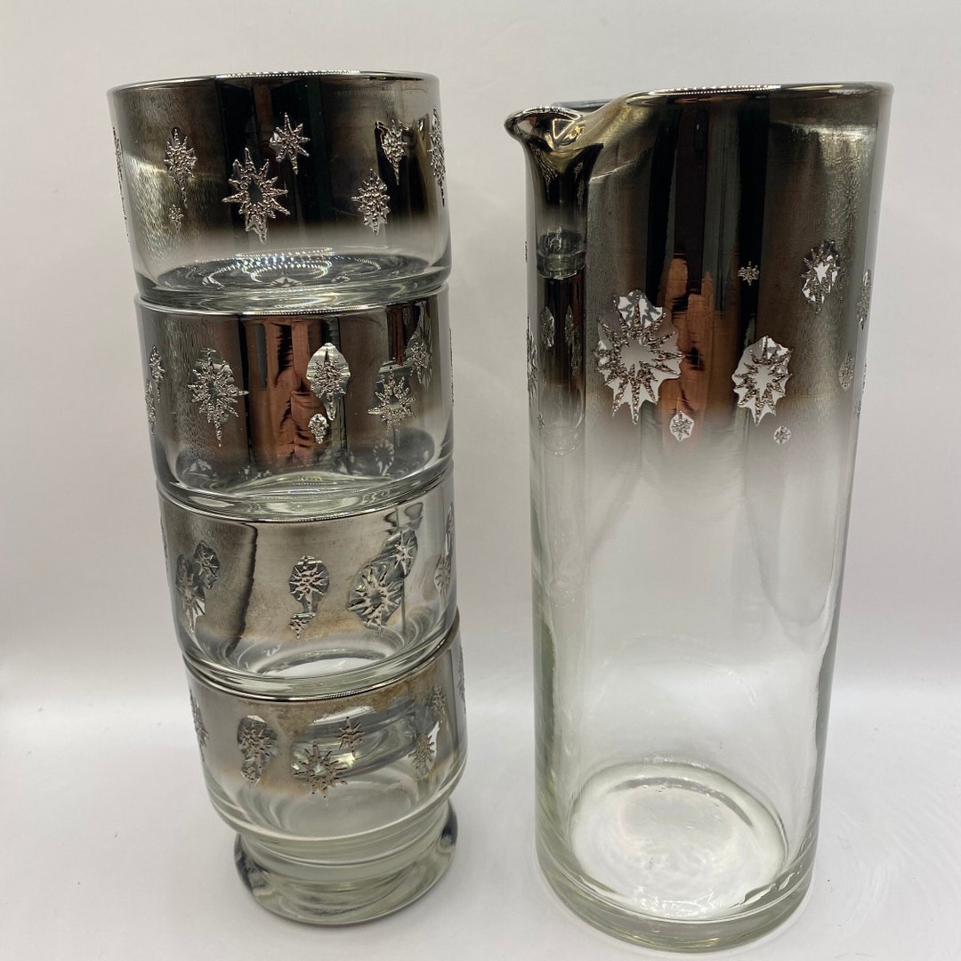 Vitreon Queens Lusterware Cocktail/water Carafe and 4 Stacking Glasses ...