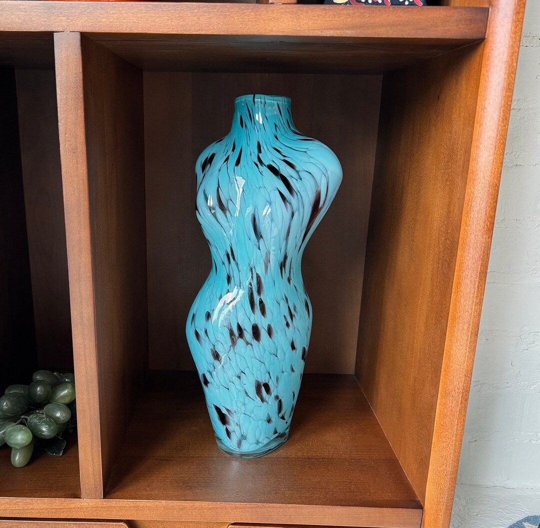 Vintage 1980's Handblown Murano Sommerso Glass Torso in Blue and Black ...