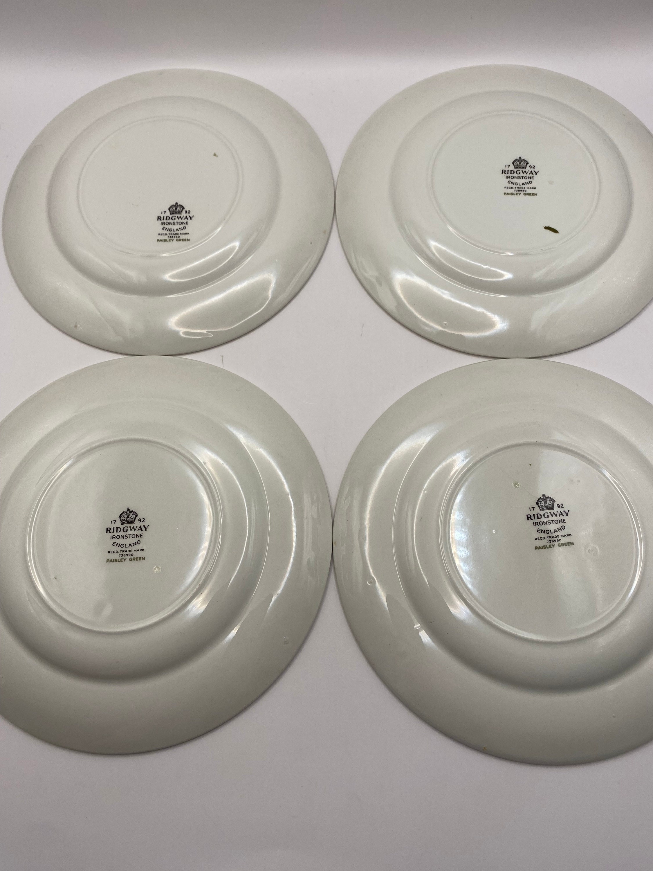 Ridgeway Ironstone England Paisley Green Side Plates. Vintage Ironstone ...
