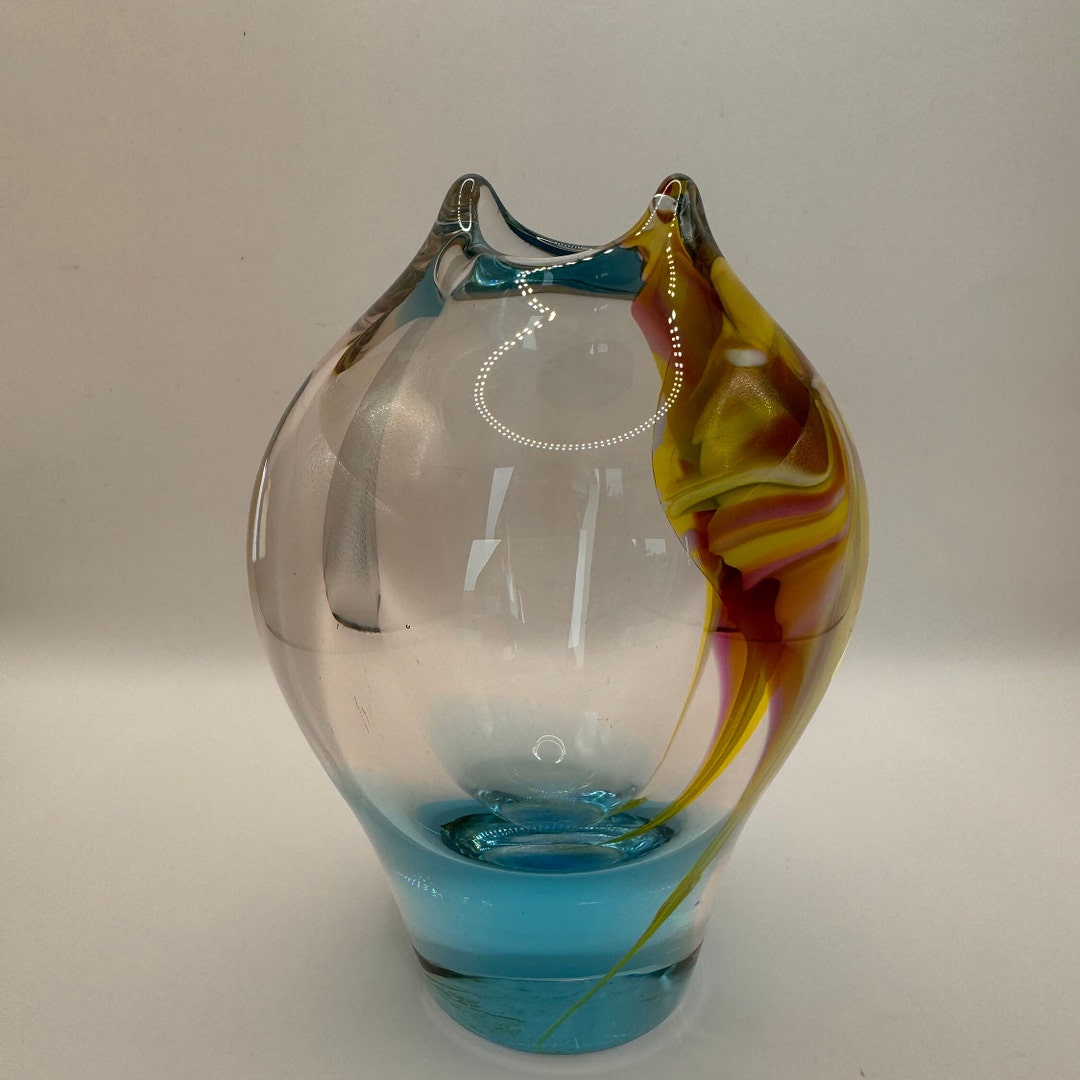 Vintage Heavy Art Glass Vase Attributed to Jiri Suhajek for the ...