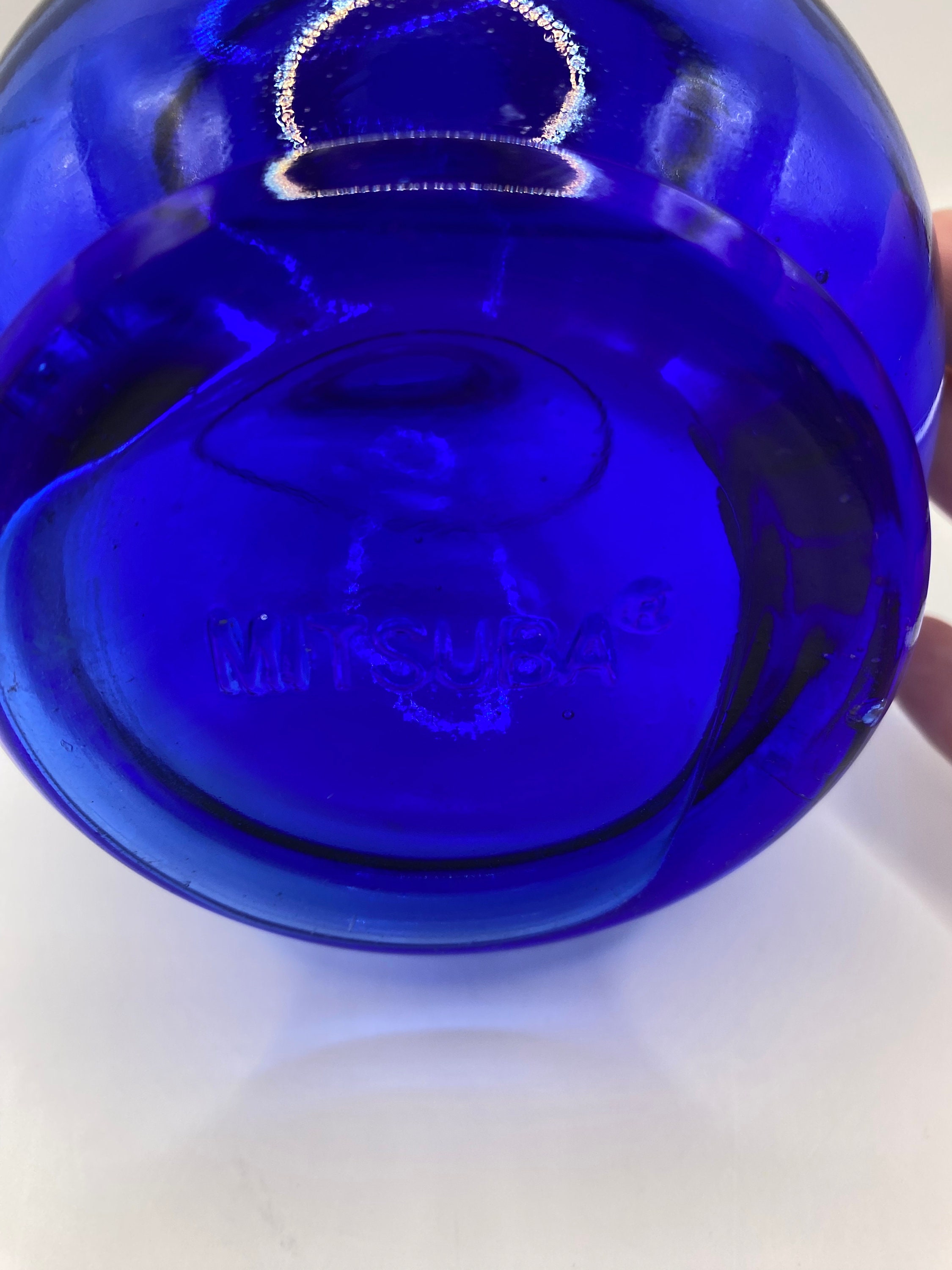 Mitsuba Cobalt Blue Glass Insert. Vintage Glass. - Etsy