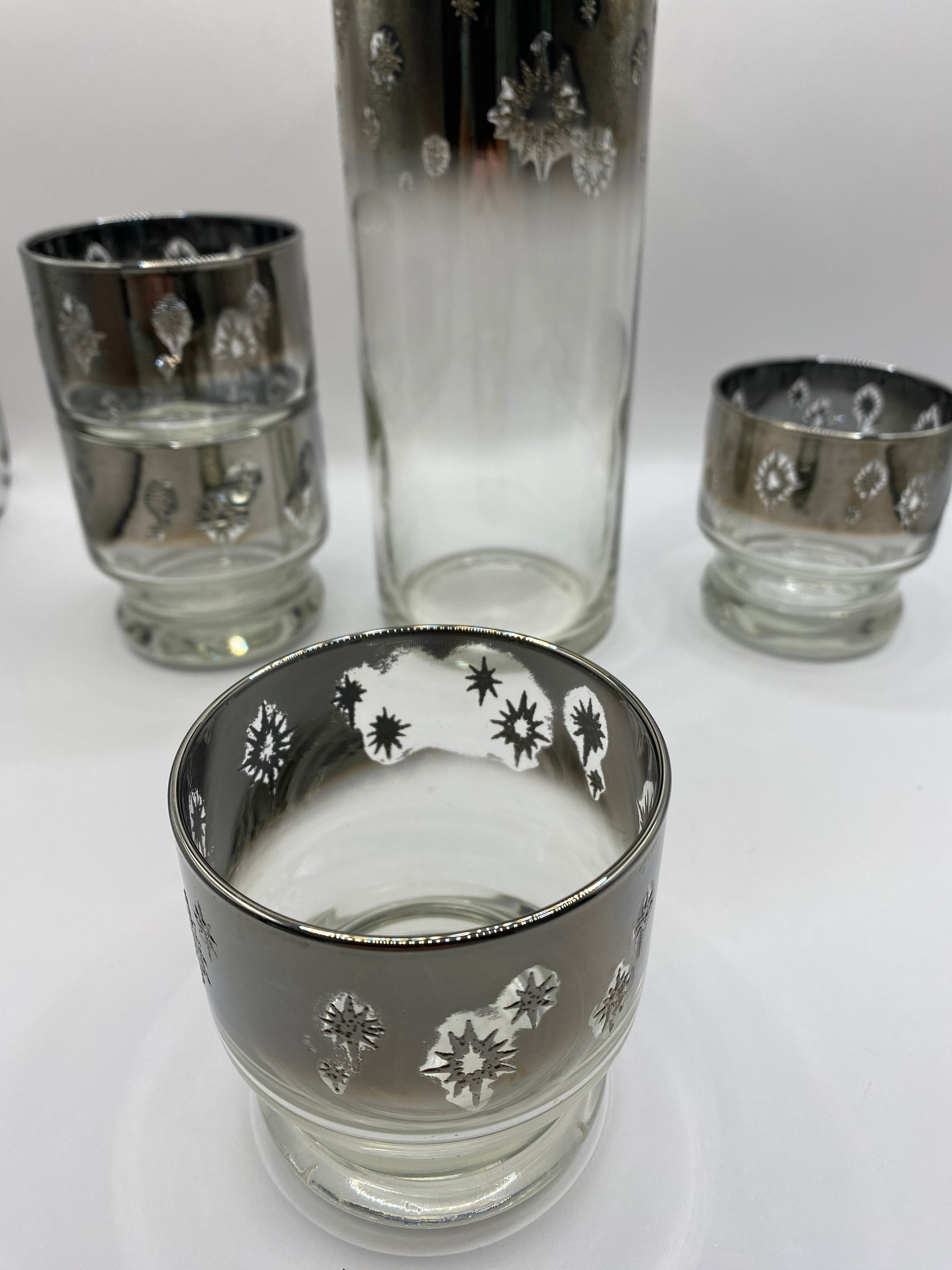 Vitreon Queens Lusterware Cocktail/water Carafe and 4 Stacking Glasses ...