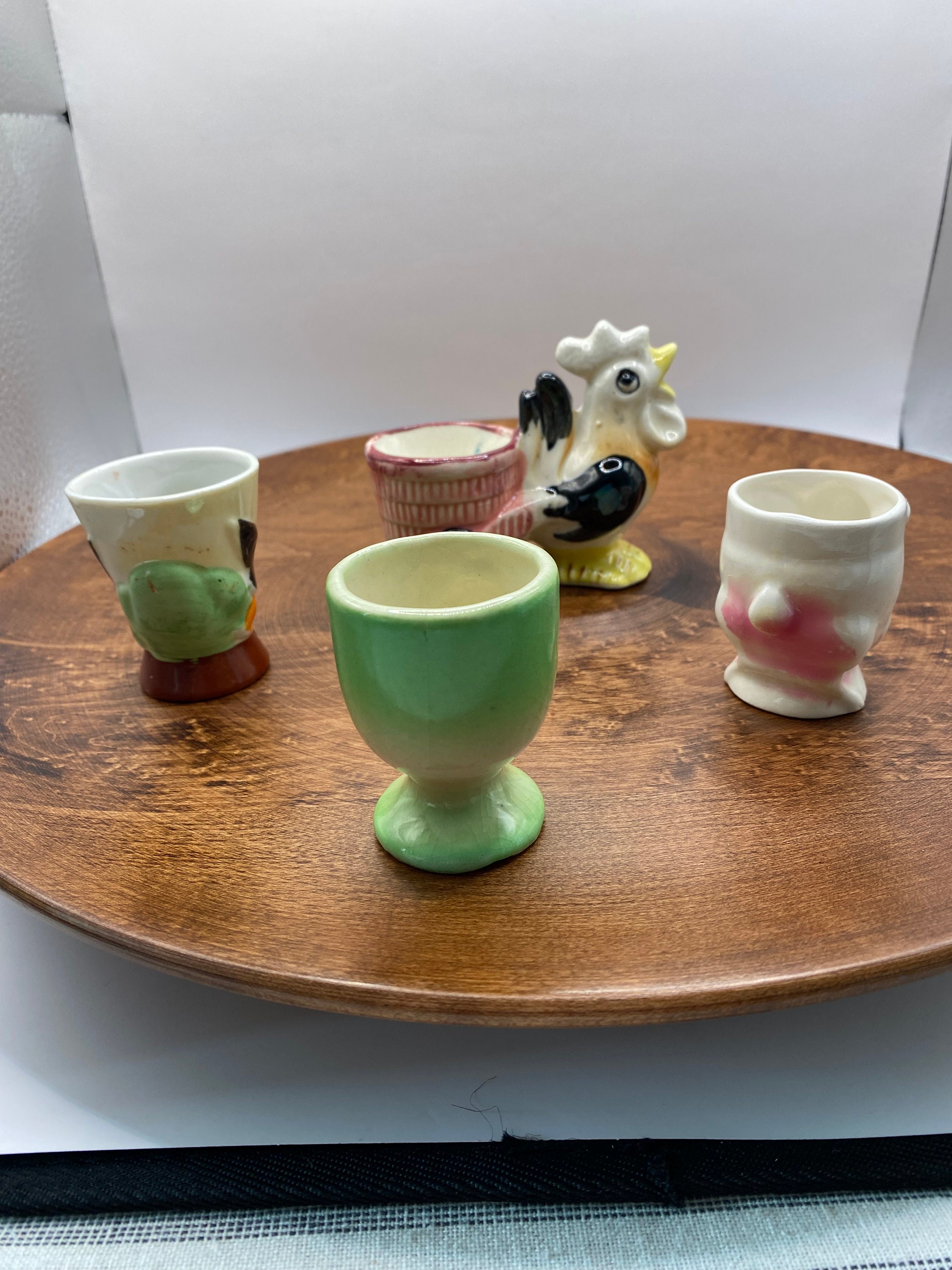 Vintage Hand Painted Ceramic Egg Cups. Anamorphic Japanese Porcelain ...