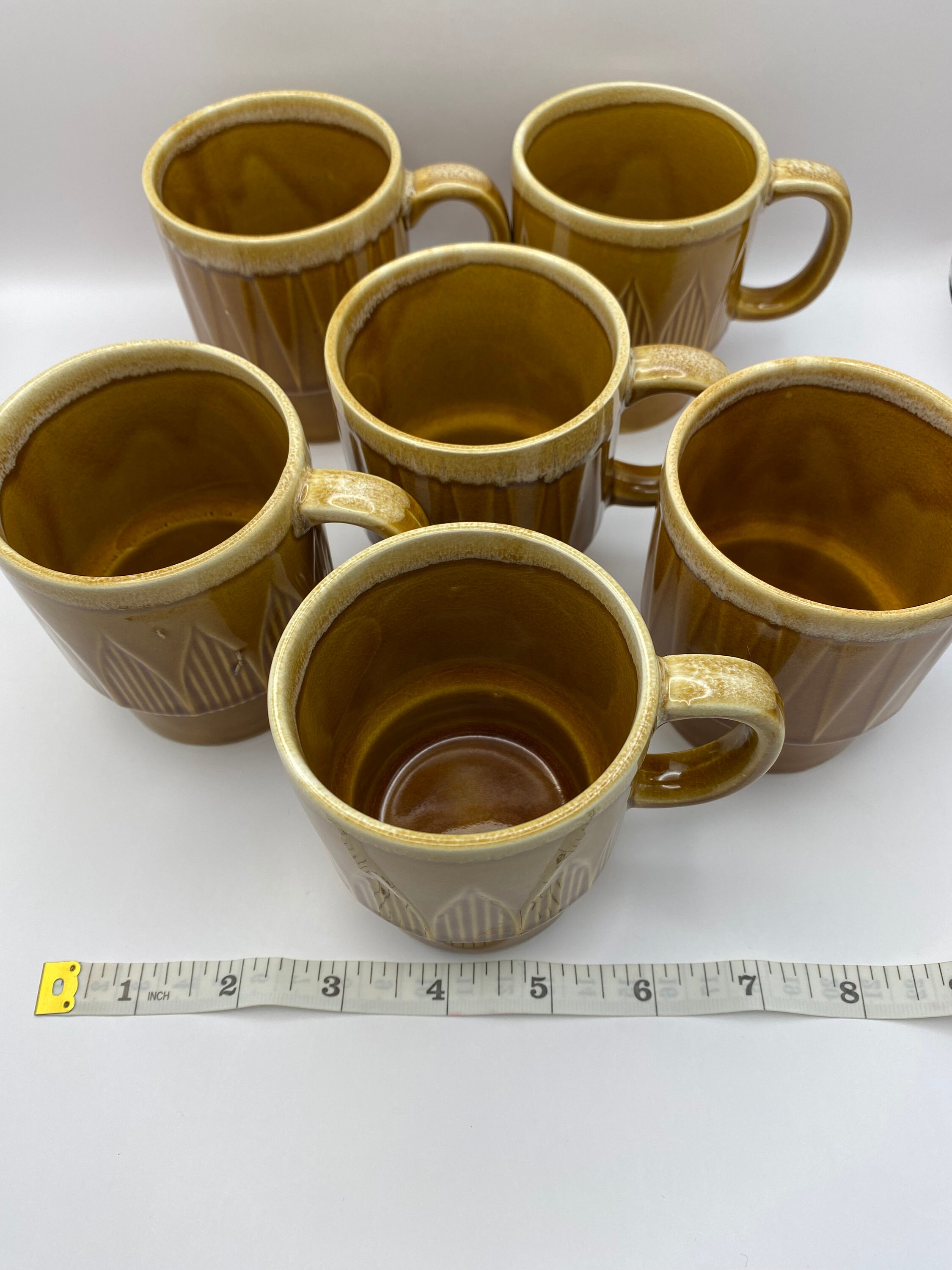 Drip Glaze Stacking Ceramic Mugs. Set of 6 in 2 Different - Etsy Canada