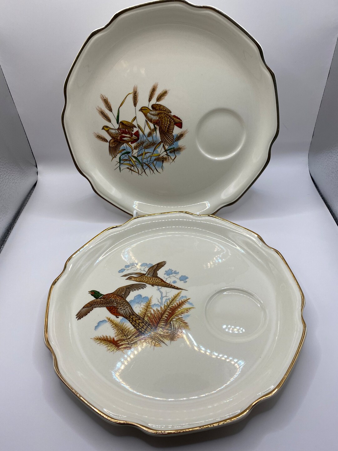 Georgian China Breakfast Plates. Set of 2. One With Grouse, One With ...