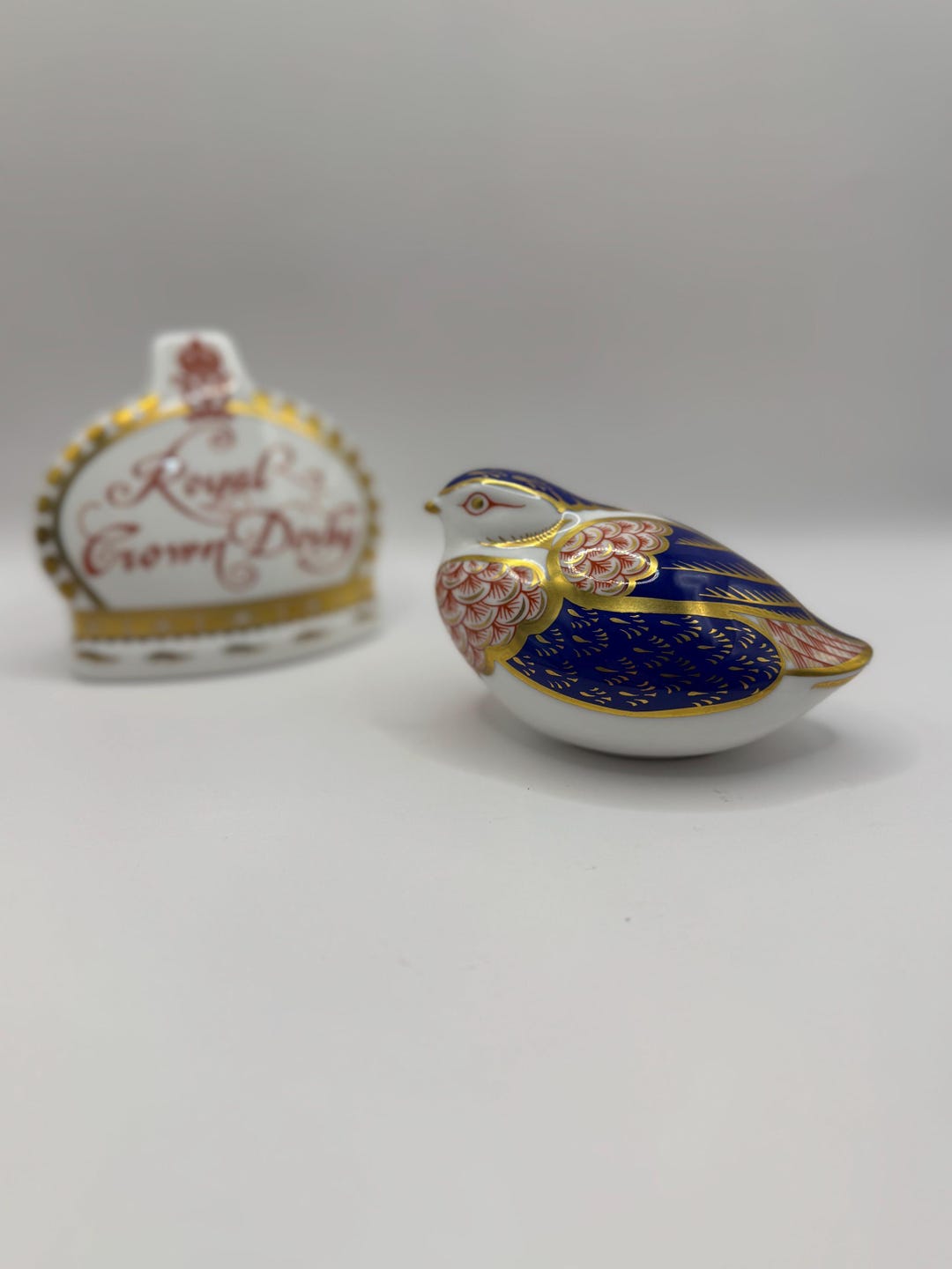 Royal Crown Derby "imari Quail" Bone China Paperweight. Gold Stopper ...