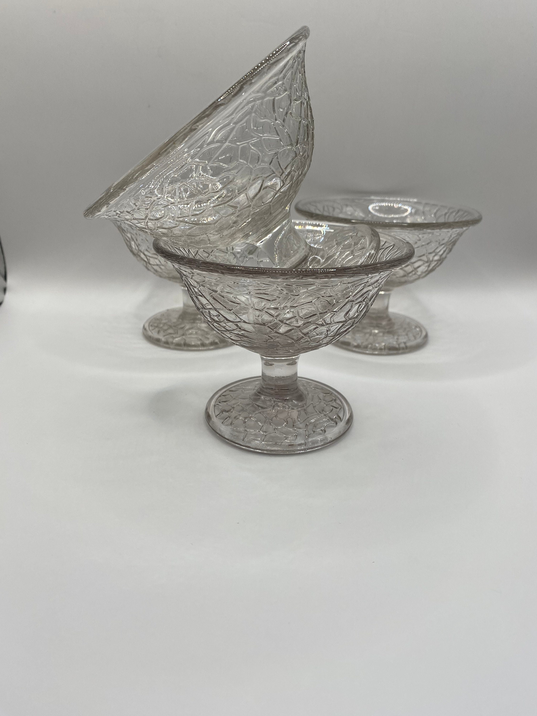 L.E. Smith Depression Glass Sherbet Glasses. Set of 4 Cracky Crackle ...