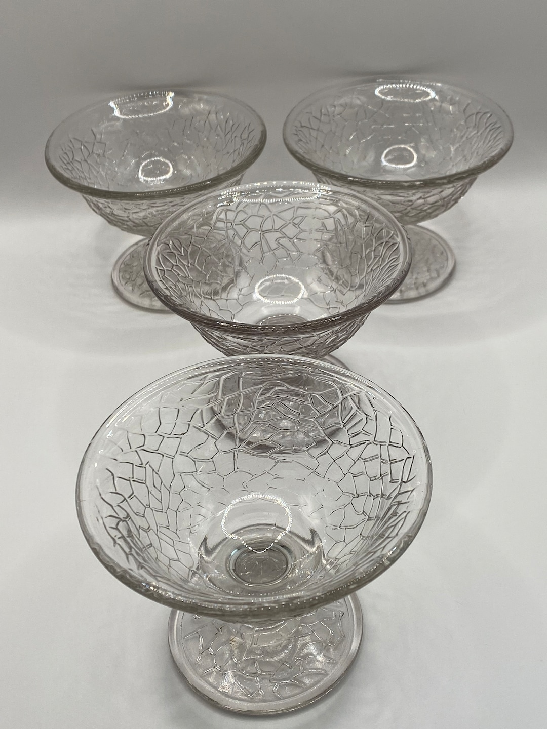L.E. Smith Depression Glass Sherbet Glasses. Set of 4 Cracky Crackle ...