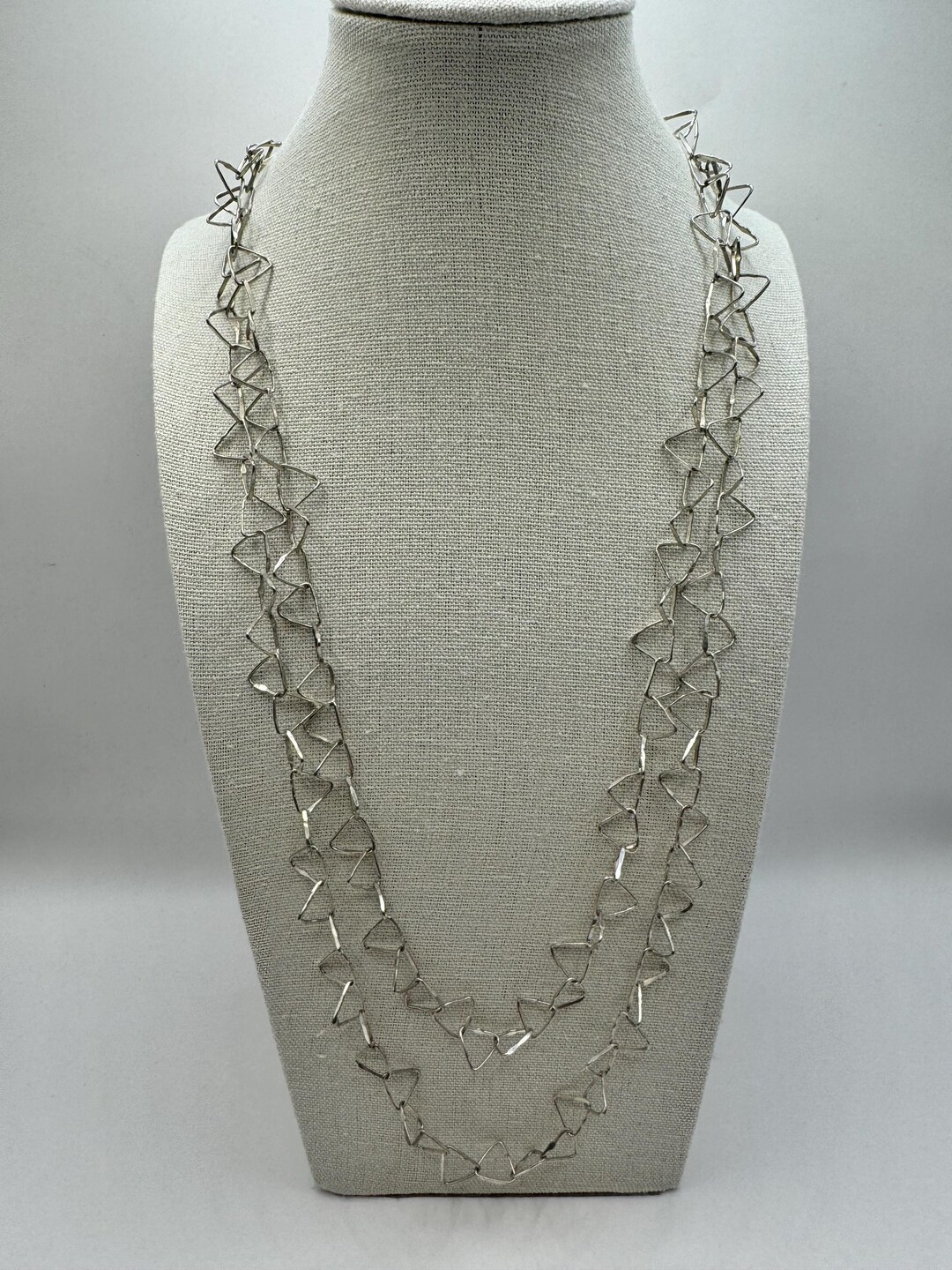 Scandinavian Inspired 48" Silver Triangle Link Chain Necklace. Handmade ...