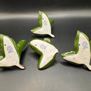 Herend Hungary Hand Painted Porcelain Spotted Rabbit on a Leaf Place Card Holders. Vintage Set ...