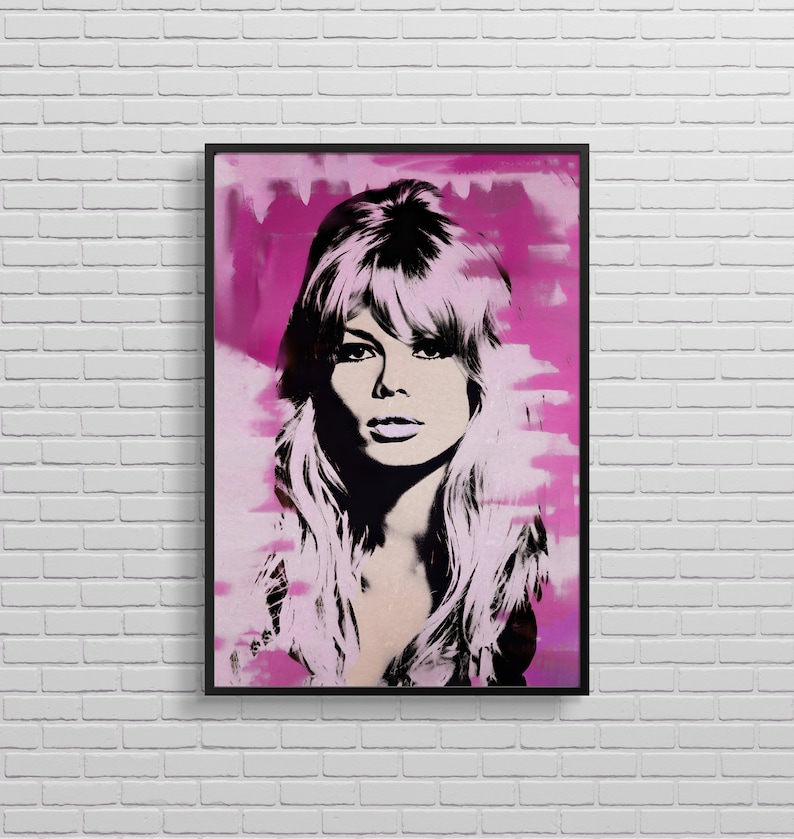 Brigitte Bardot Pop Art Print Pink Art 1960s Art Celebrity Print Modern ...