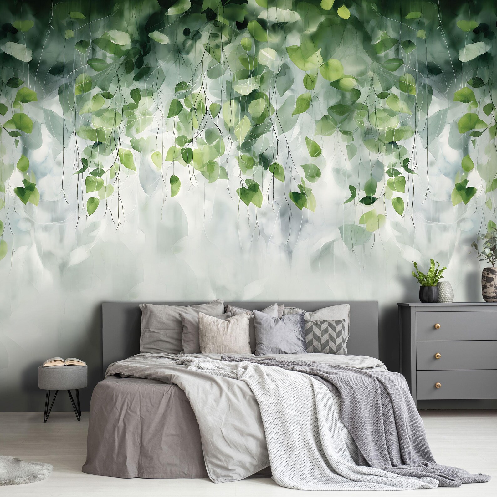 Hanging Leaves Tropical Leaf Wallpaper Wall Mural Wall Decor for Living ...