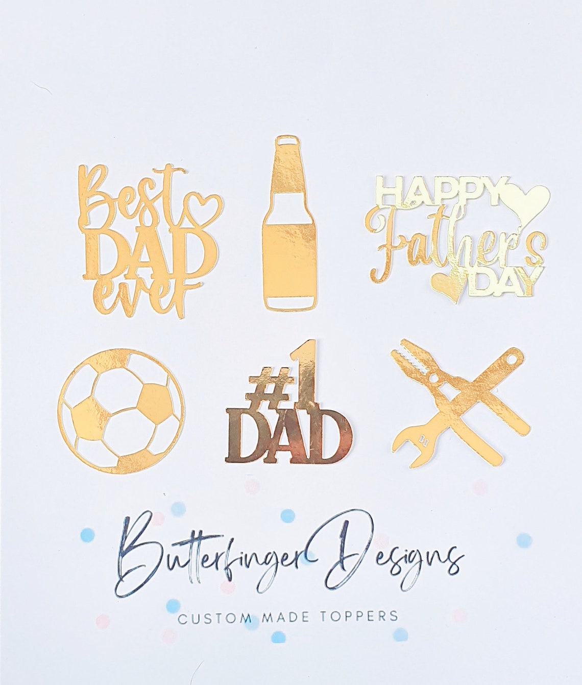 Happy Fathers Day Cupcake Toppers Fathers Day Toppers Gold - Etsy