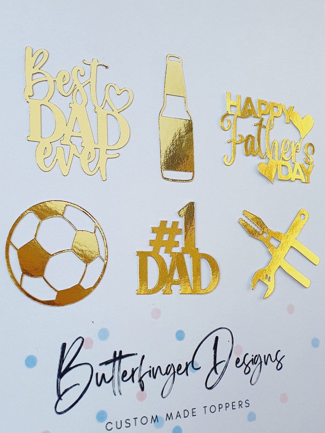 Happy Fathers Day Cupcake Toppers, Fathers Day Toppers, Gold Mirror ...
