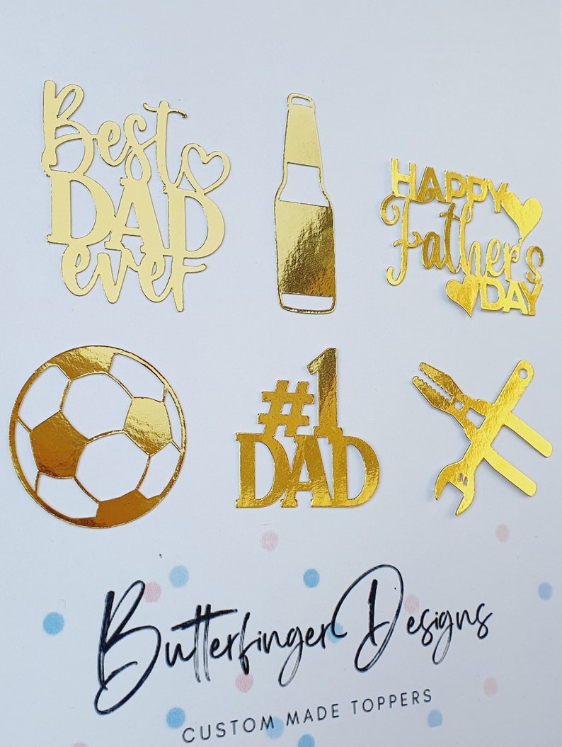 Happy Fathers Day Cupcake Toppers Fathers Day Toppers Gold - Etsy