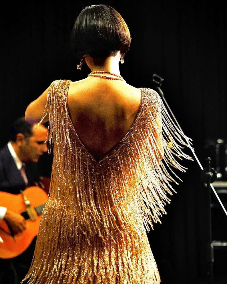 Size US12 Gold Fringe Flapper Art Deco 1920s Inspired Great Gatsby ...