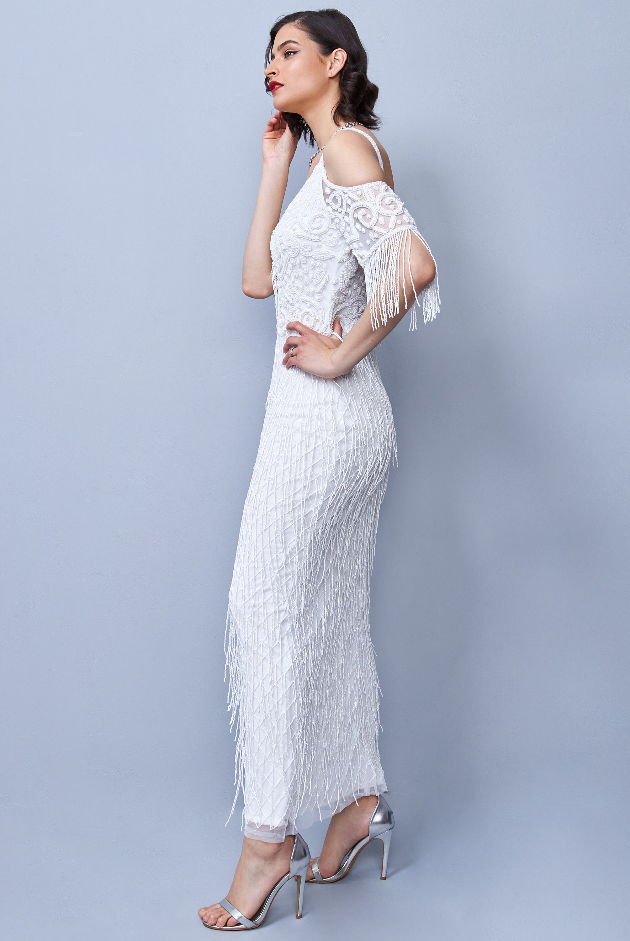 Art Deco Fringe Maxi Prom 1920s Flapper Wedding Bridal Shower Vintage ...