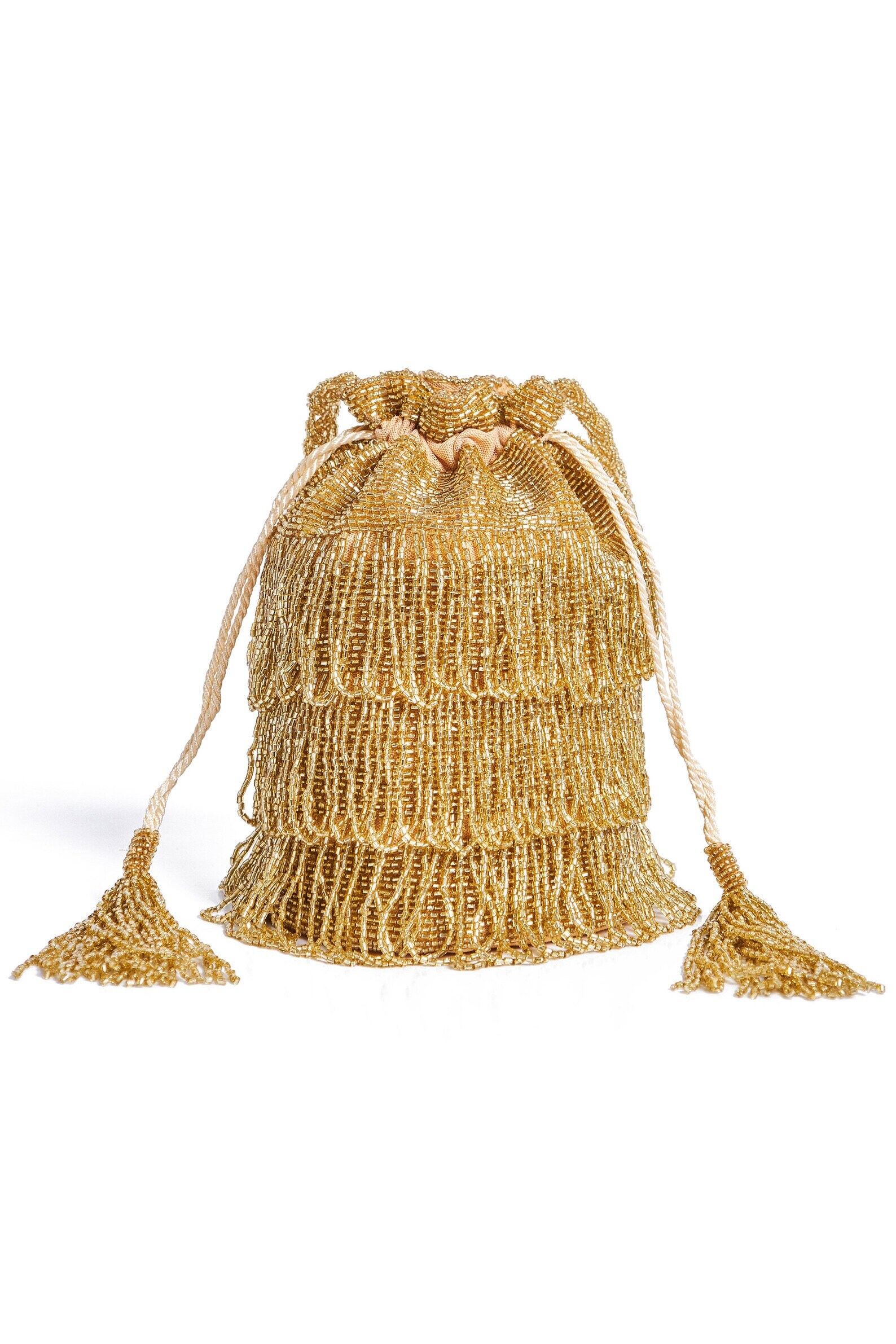 Hand Embellished Vintage Inspired Tassel Bucket Pouch Clutch Purse Bag ...