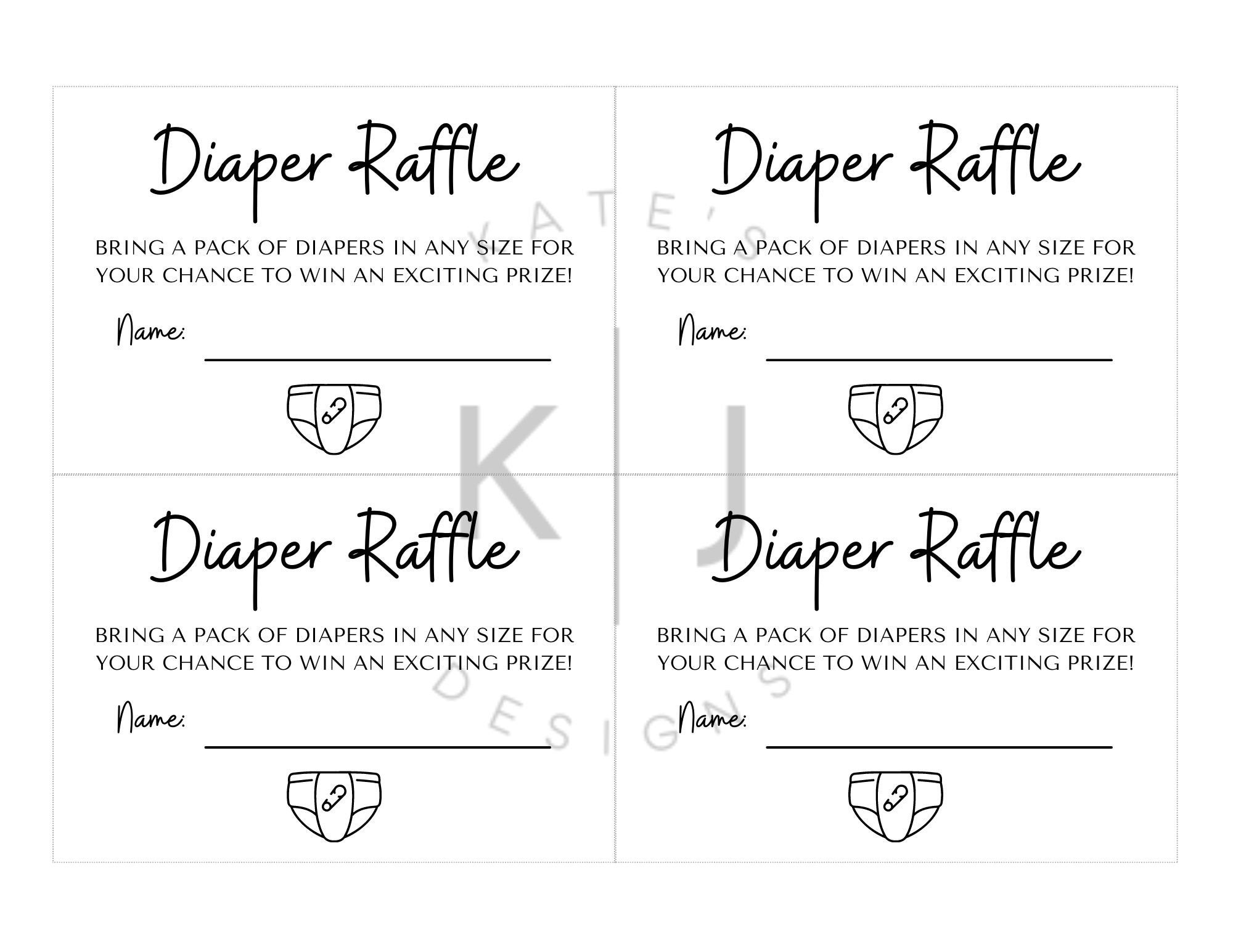 Diaper Raffle Baby Shower Invite Insert Diaper Raffle Easy - Etsy