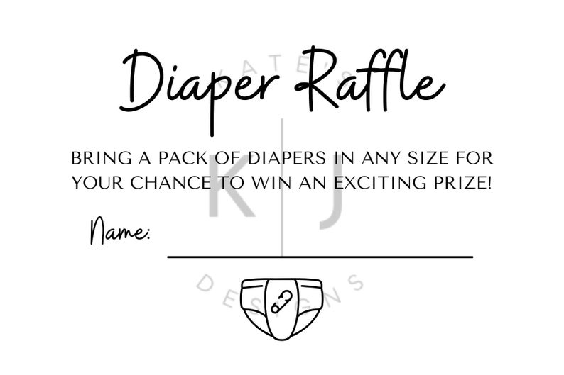 Diaper Raffle Baby Shower Invite Insert Diaper Raffle Easy - Etsy