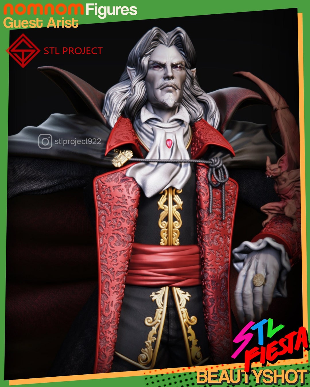 Dracula Resin 3D Printed Model Collectible Horror Sculpture, Fan Art ...