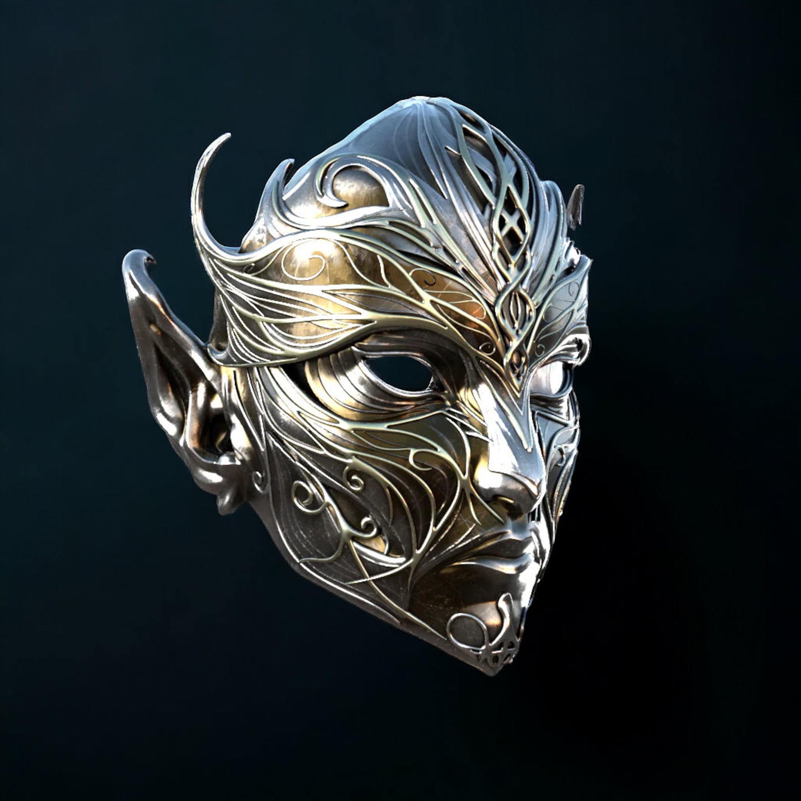 Dark Elf Full Face Mask - 3D Printed Décor, Costume, Cosplay, Unpainted ...