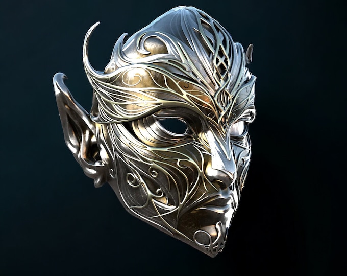 Dark Elf Full Face Mask - 3D Printed Décor, Costume, Cosplay, Unpainted ...