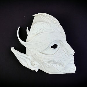 Dark Elf Full Face Mask - 3D Printed Décor, Costume, Cosplay, Unpainted ...