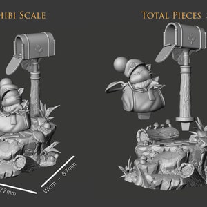 Sleepy Moogle Mailman chibi 3D Printed Figure, Fan Art Model Kit - Etsy