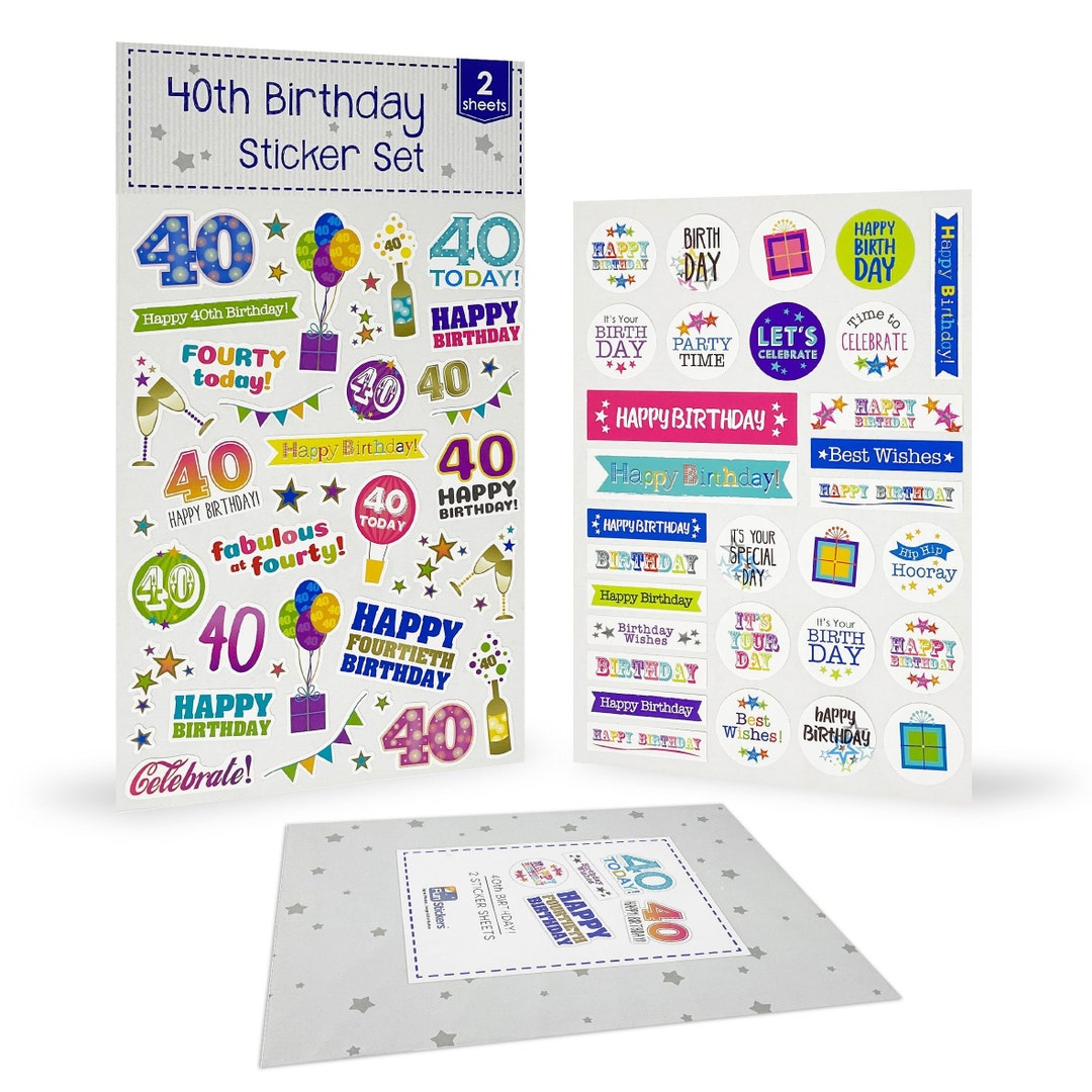 Happy 40th Birthday Stickers for Children Adults to Decorate - Etsy